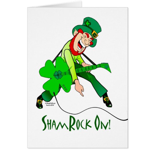 ShamRock On! Leprechaun Playing Electric Guitar Card | Zazzle.com