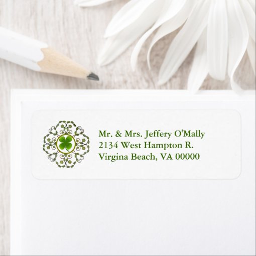 Shamrock Return Address Labels | Zazzle