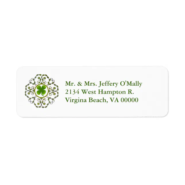Shamrock Return Address Labels | Zazzle