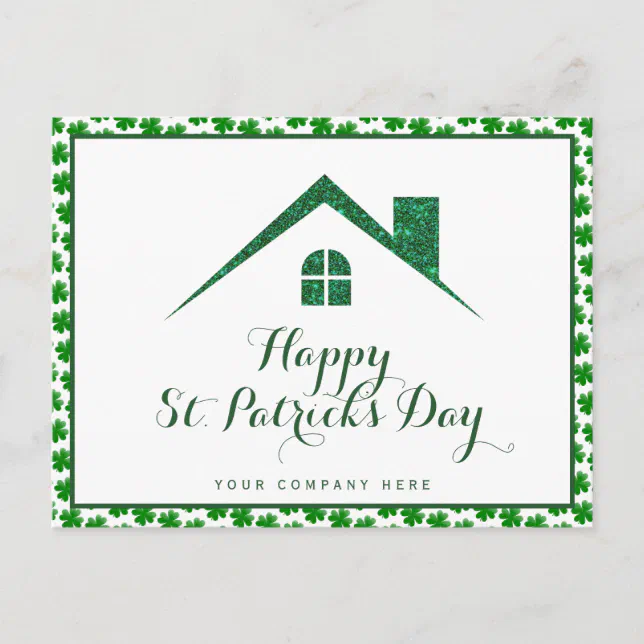 Shamrock St. Patricks Day Real Estate Green House Postcard | Zazzle
