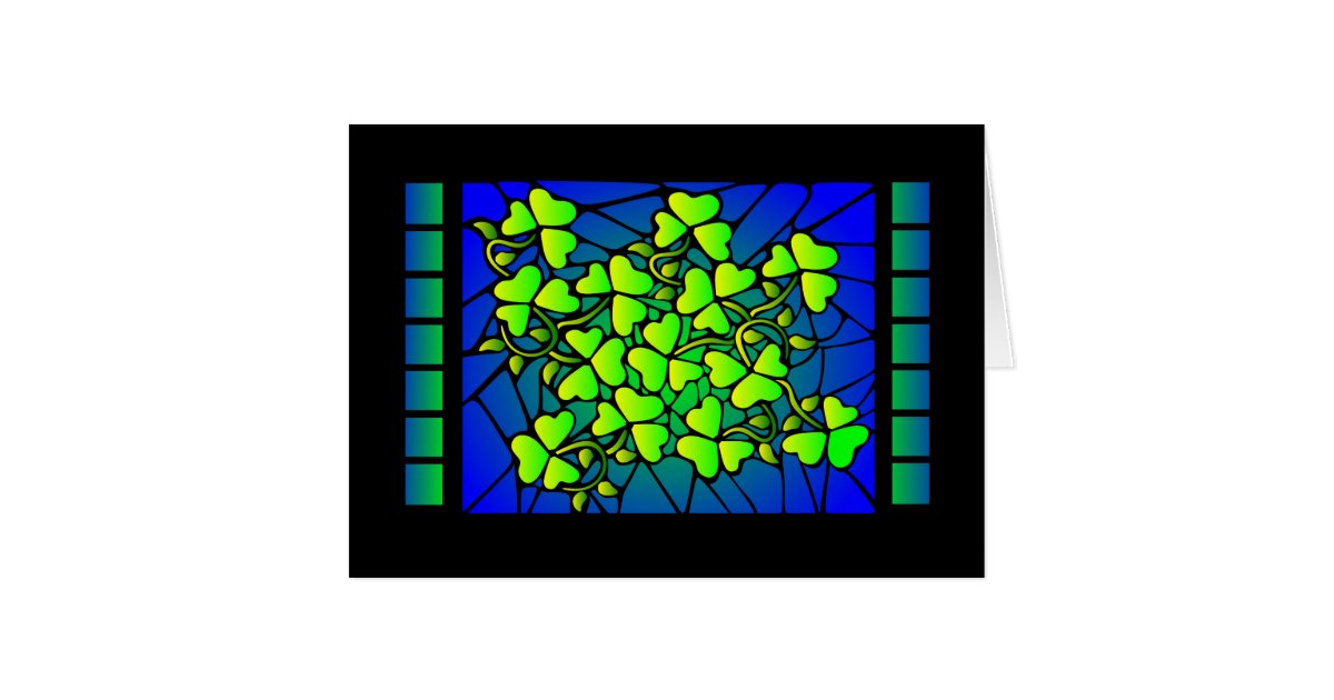 Shamrock Stained Glass Greeting Card | Zazzle