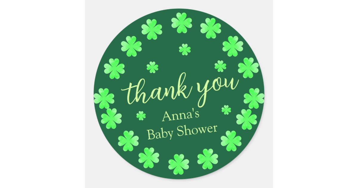 Shamrock Thank You Favor Classic Round Sticker | Zazzle