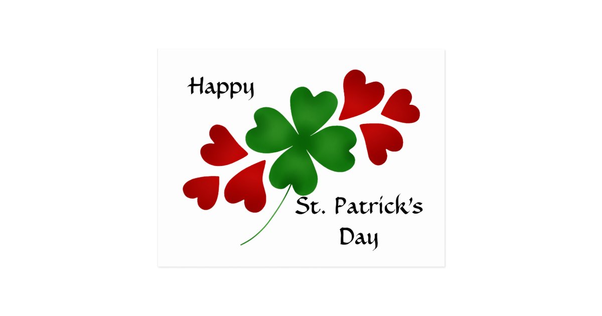 Shamrock with hearts postcard | Zazzle.com