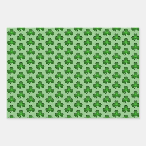 Shamrocks Design Wrapping Paper Sets | Zazzle