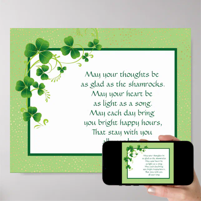 Shamrocks Irish Blessing Poster | Zazzle