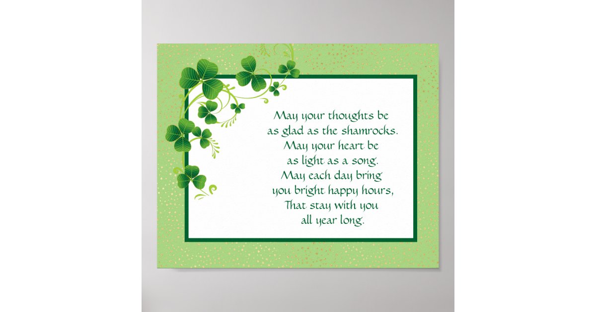 Shamrocks Irish Blessing Poster | Zazzle