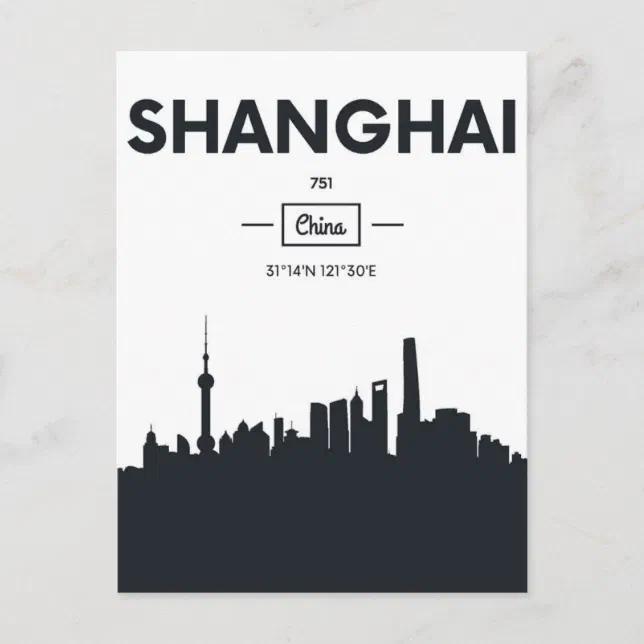 Shanghai, China | City Coordinates Postcard | Zazzle