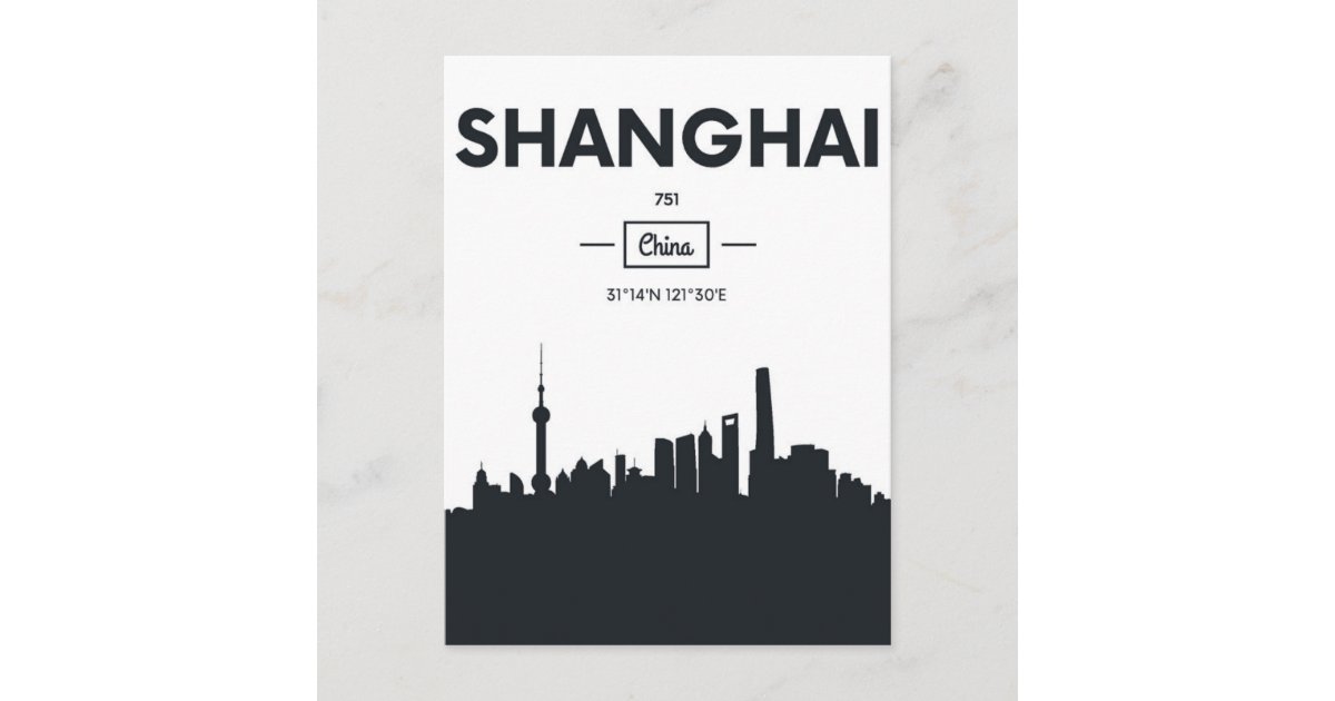 Shanghai, China | City Coordinates Postcard | Zazzle