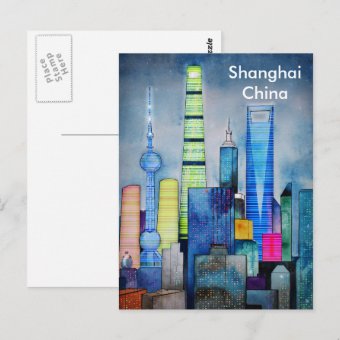 Shanghai Vintage Travel Tourism Ad Postcard | Zazzle