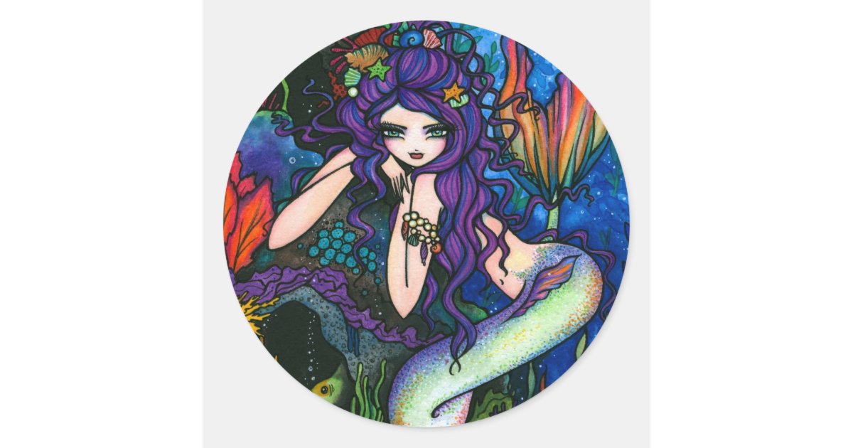 "Shannon" Mermaid Fantasy Fairy Classic Round Sticker | Zazzle