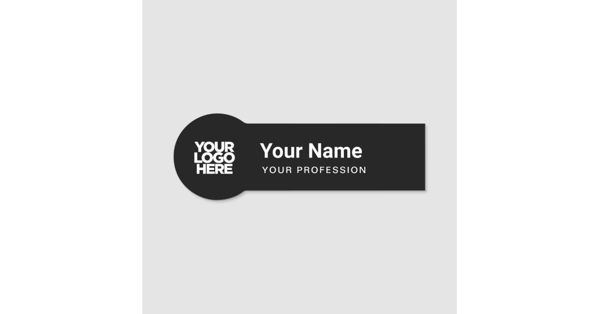 Shaped Employee Pin Round Logo Black Name Tags | Zazzle