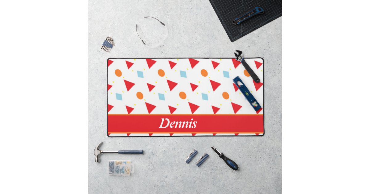 Shapes pattern on white desk mat | Zazzle