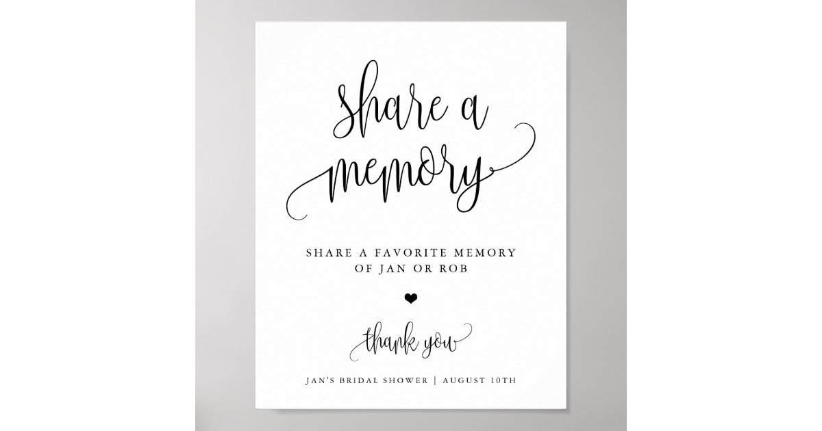 Share a Memory Minimalist Calligraphy Display Poster | Zazzle