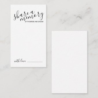 'Share a Memory' Modern Script Wedding Advice Card | Zazzle