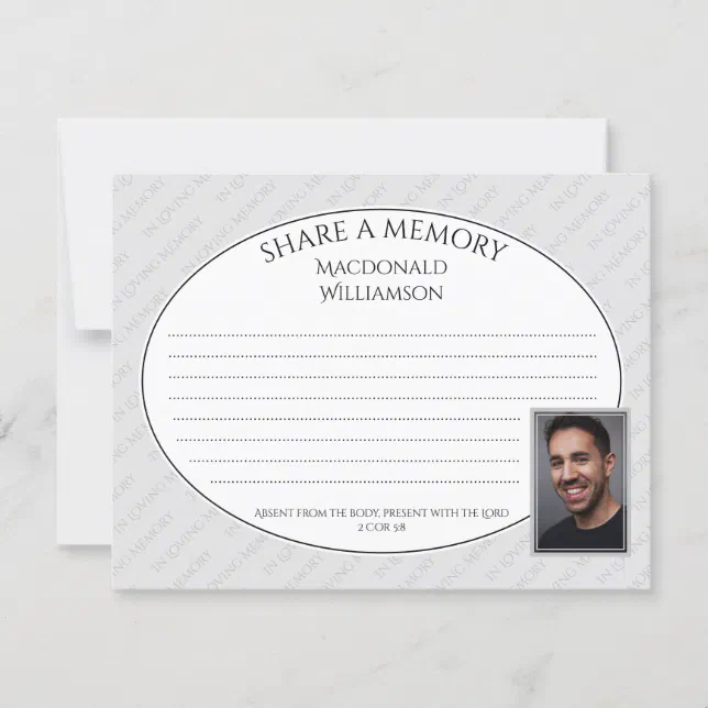 SHARE A MEMORY | Photo | Funeral Condolence Card | Zazzle