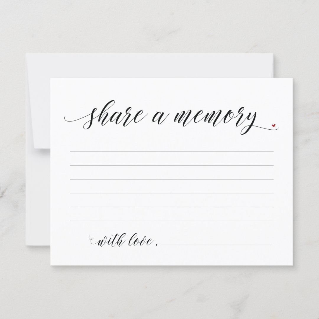 Share A Memory Sympathy, Memorial Note Card | Zazzle