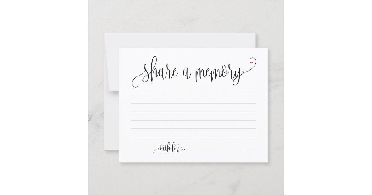 Share A Memory Sympathy, Memorial Note Card | Zazzle