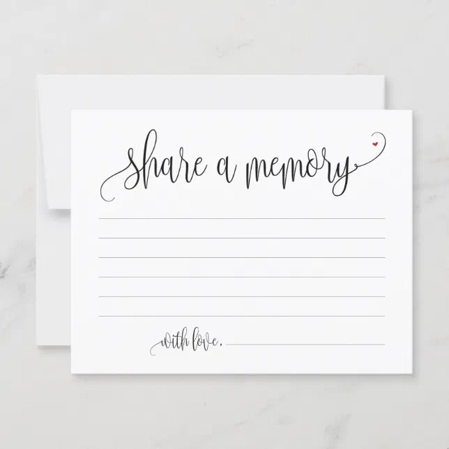 Share A Memory Sympathy, Memorial Note Card | Zazzle