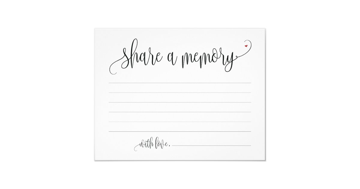 Share A Memory Sympathy, Memorial Note Card | Zazzle.com
