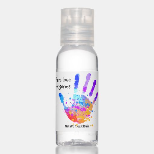 Share love not germs colorful Handprint Hand Sanitizer | Zazzle