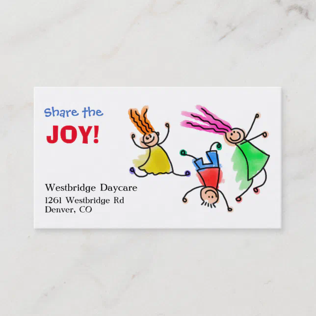 Share the Joy Childcare Business Card | Zazzle