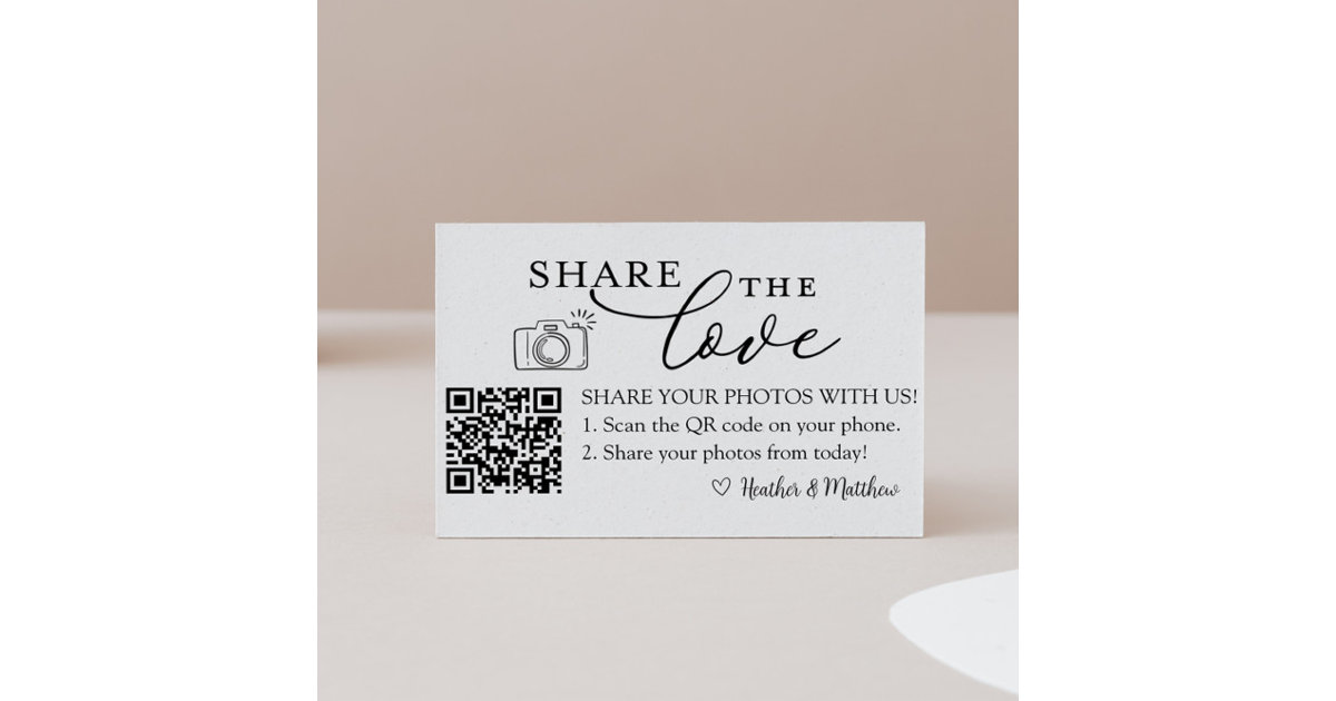 Share the Love Photo Album QR Code Enclosure Card | Zazzle