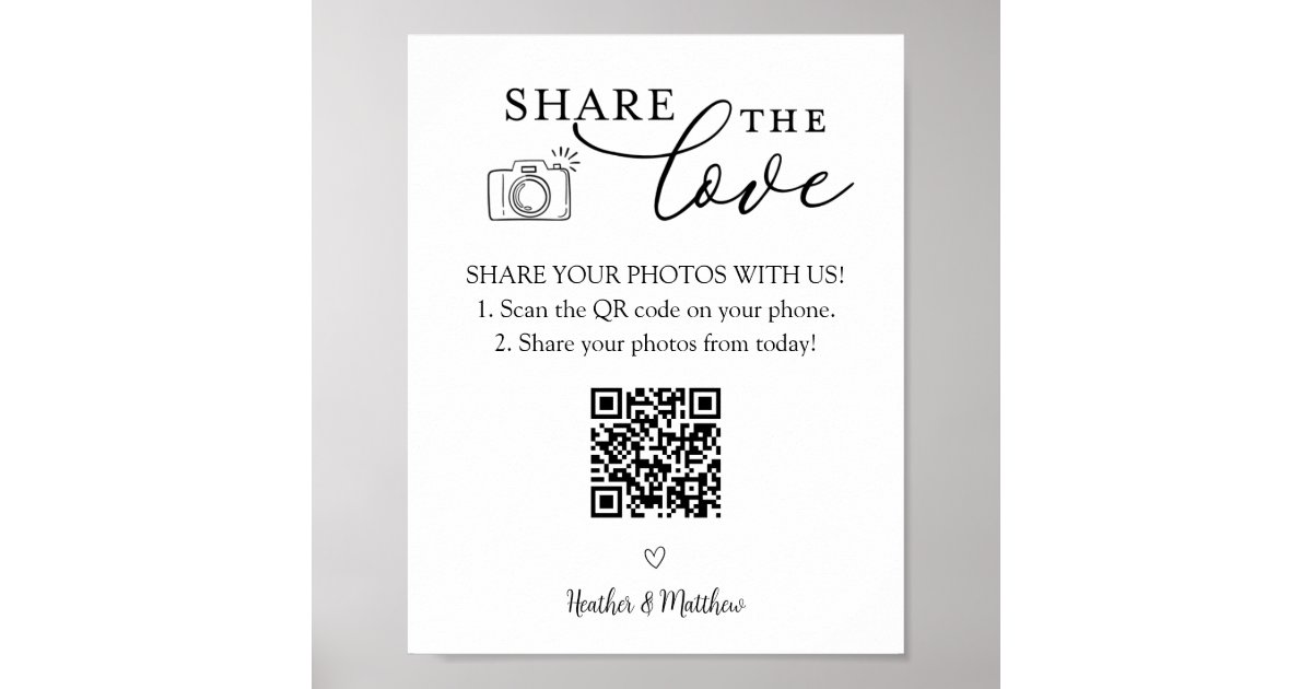 Share the Love Photo Album QR Code Poster | Zazzle