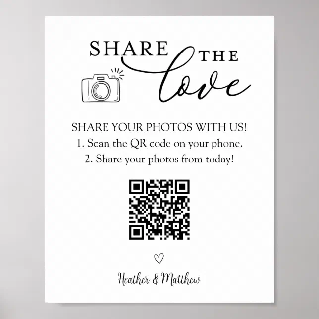 Share the Love Photo Album QR Code Poster | Zazzle