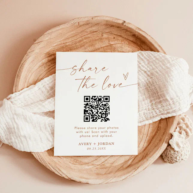 Share the Love QR Code Wedding Photo Sign | Zazzle