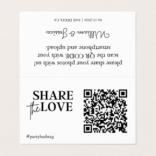 Share the Love Wedding Photos QR Code Business Card | Zazzle