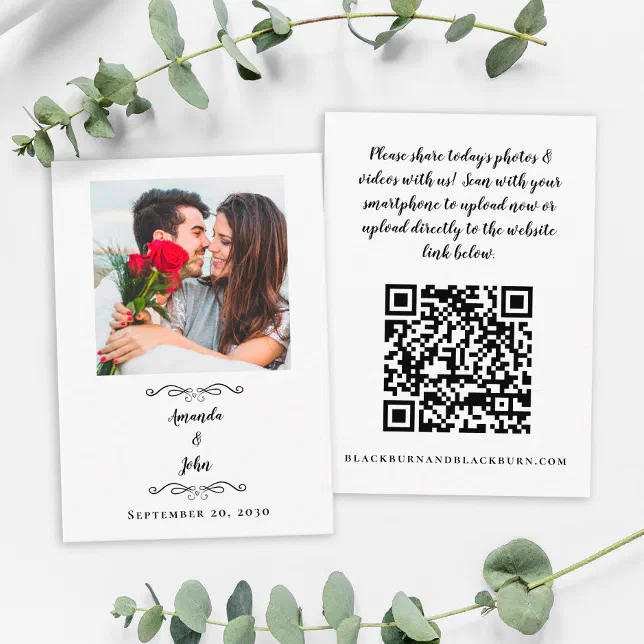Share Wedding Photos Scan QR Code Template Black | Zazzle