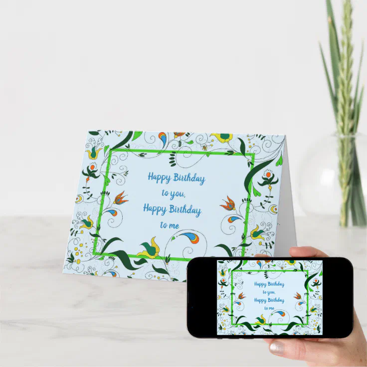 Shared Birthday, Bright Retro Paisley Card | Zazzle