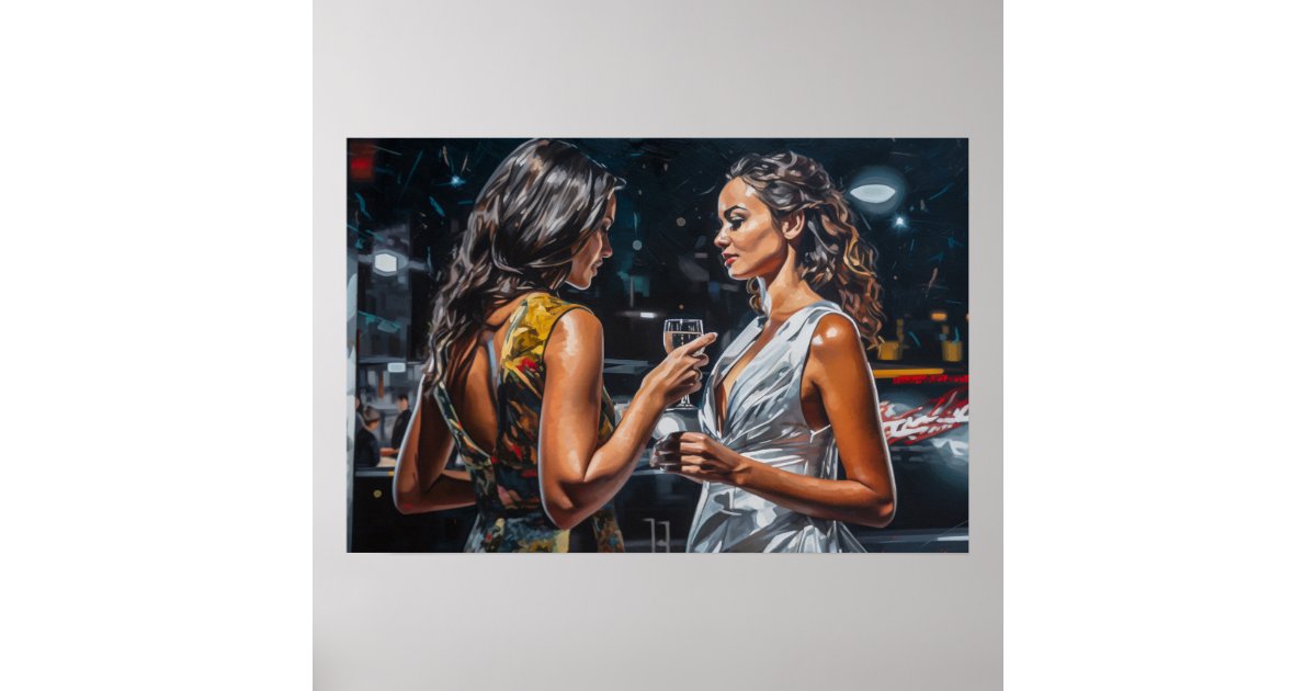 Sharing gossip and drinks at the club poster | Zazzle