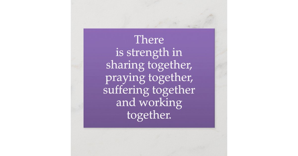 Sharing, Praying, and Working Together Postcard | Zazzle