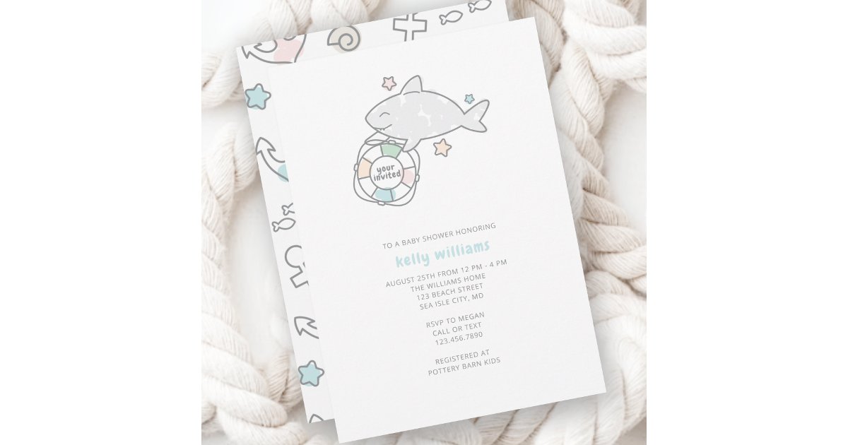 Shark Ahoy Baby Shower Invitation | Zazzle
