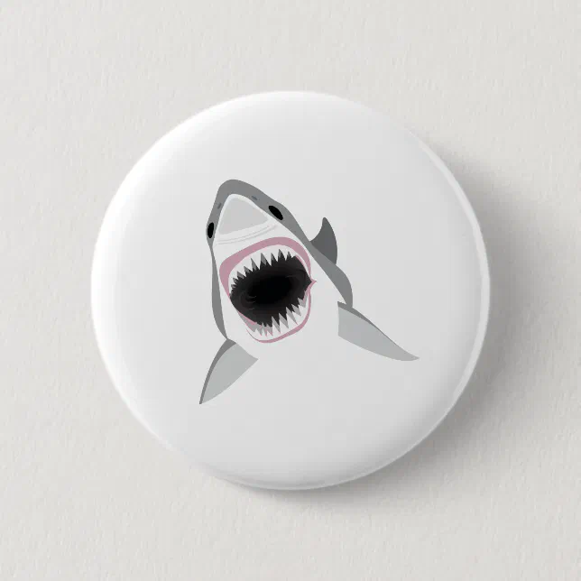 Shark Attack - Bite of the Great White Shark Pinback Button | Zazzle