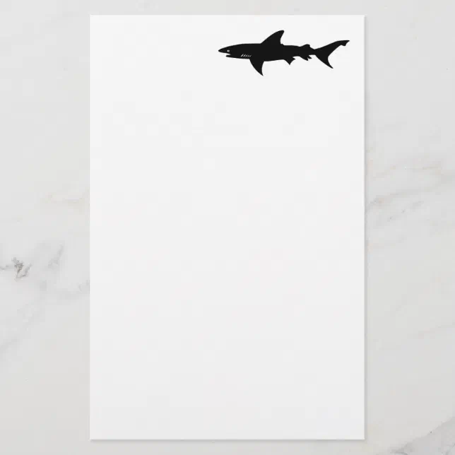 Shark Attack - Diving with Sharks Elegant Black Stationery | Zazzle