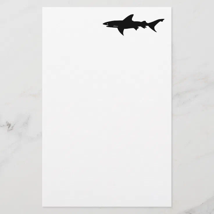 Shark Attack - Diving with Sharks Elegant Black Stationery | Zazzle