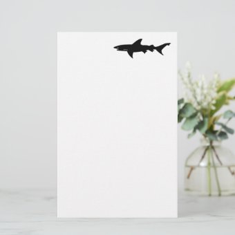 Shark Attack - Diving with Sharks Elegant Black Stationery | Zazzle