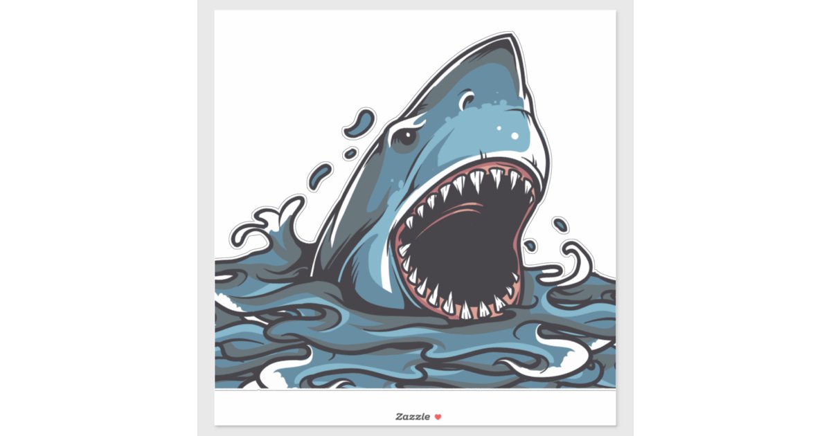 Shark attack sticker | Zazzle