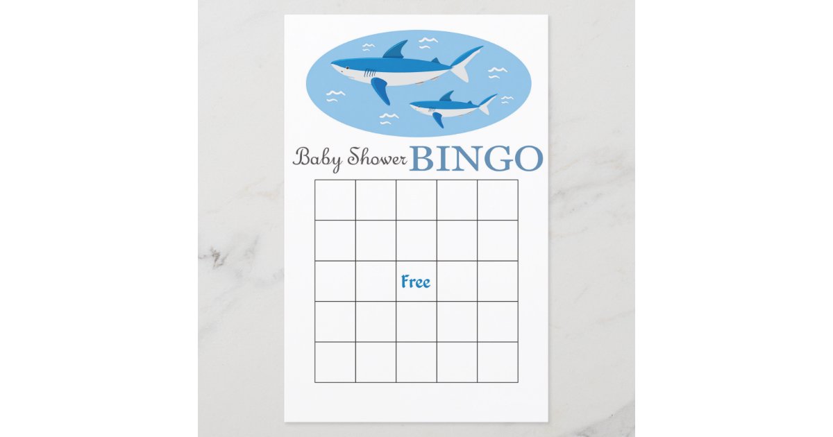 Shark baby shower bingo card | Zazzle