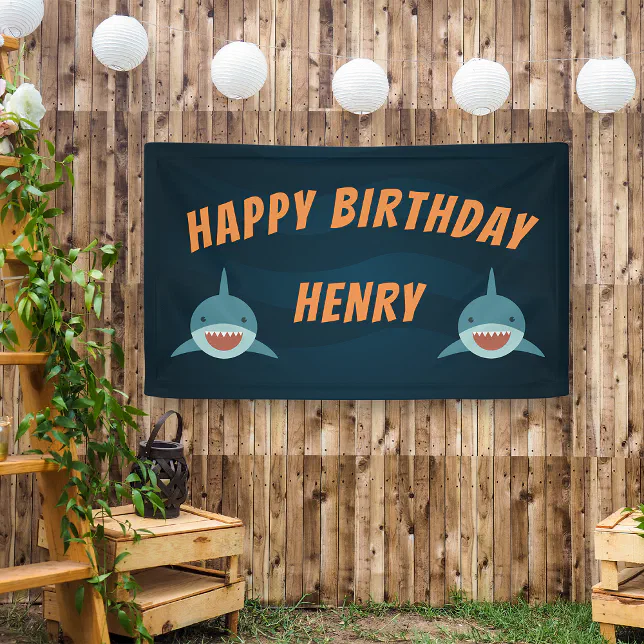 Shark Bait | Personalized Birthday Party Banner | Zazzle