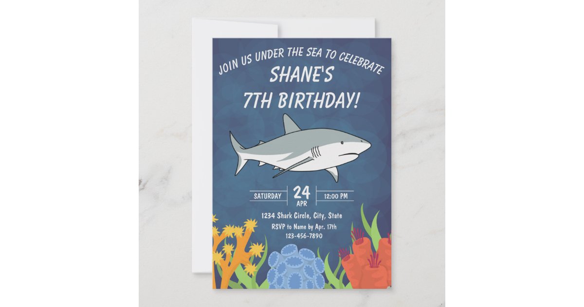 Shark Birthday Invitation | Zazzle