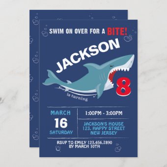 Shark Birthday Invitation. Bite party Invitation | Zazzle