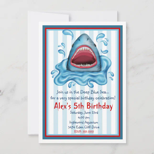 Shark Birthday Invitations | Zazzle