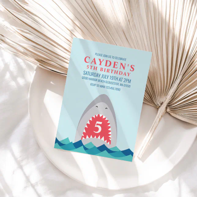 Shark birthday Party Invitation | Zazzle