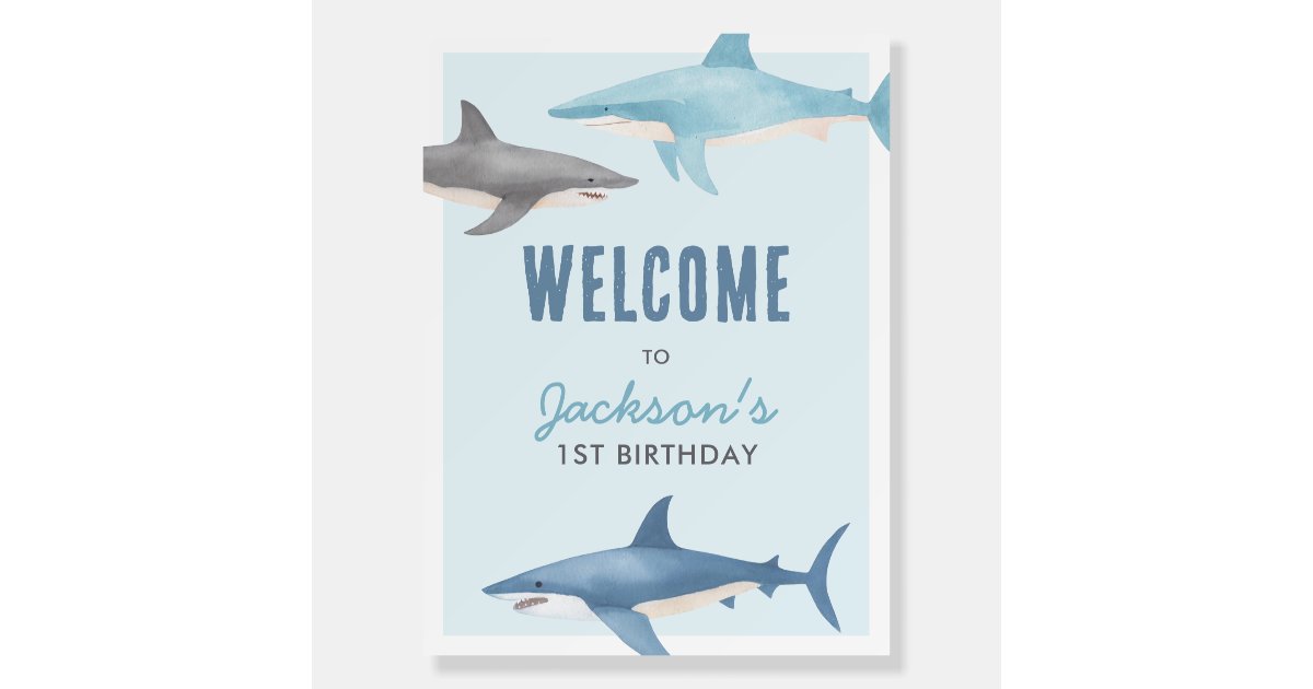 Shark Birthday Welcome Sign | Zazzle