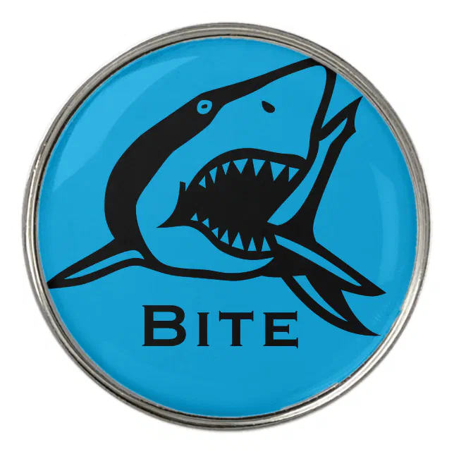 Shark Bite Bright Blue Sealife Golf Ball Marker | Zazzle