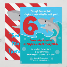 Shark Bite Invite- 6th Birthday Party Invitation | Zazzle