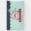 Shark Boy Navy Blue Pool Birthday Banner | Zazzle